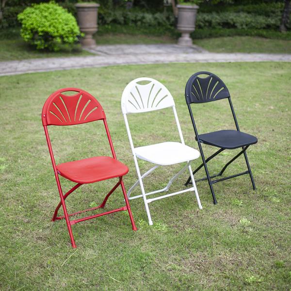 Quality White Plastic Seat Stackable Metal Folding Chair for Outdoor Garden Weddings for sale