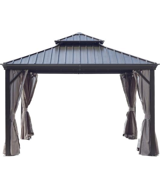 Quality Garden Supplies 3.65x3.65x3.03m Outdoor Gazebo with Double Topped Galvanized Steel for sale