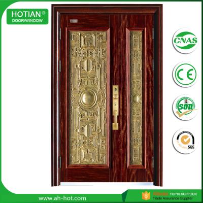 China wrought iron latest main gate designs building construction metal safety door design with grill for sale