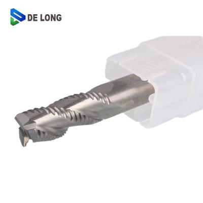 China 55 Degree Helix Angle Uncoated Solid Carbide Roughing End Mill with Mirror-Polished Wavy Knuckle Profile for Aluminum Processing for sale