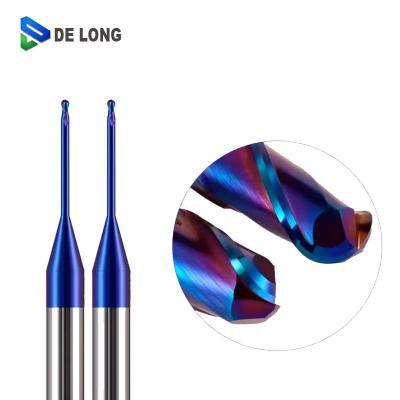 China HRC65° High-hardness Solid Carbide Deep Hook Ball Nose End Mill with Nano-Coating for Precision Milling for sale