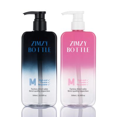 China garrafa cosmética clara vazia da loção 500ml com preto mal ventilado do rosa do inclinação da bomba à venda