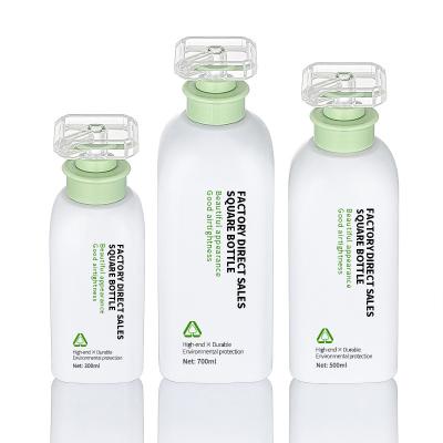 China Frasco de loção em spray quadrado luxuoso vazio Frasco de plástico recarregável branco à venda