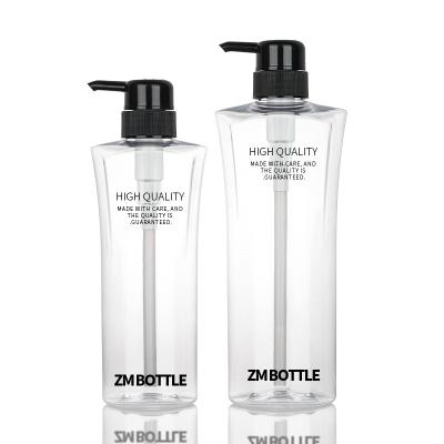 China Bomba cosmética do preto da garrafa 400ML 600ML da loção do círculo transparente do cilindro à venda