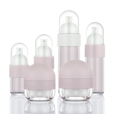 Cina Contenitore vuoto per la cura della pelle rosa opaco set da viaggio portatile flacone per lozione e barattolo per crema in vendita