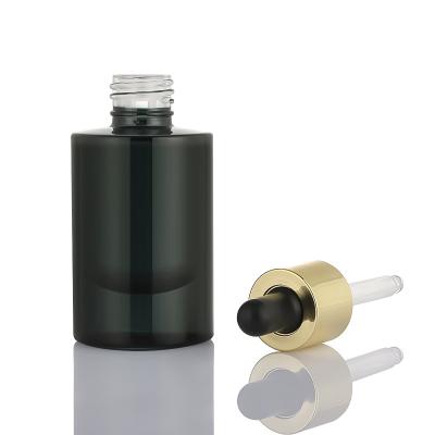 Cina Flacone contagocce per olio essenziale di siero per imballaggio cosmetico di design innovativo moderno rotondo in vetro smerigliato nero da 30 ml 1 Oz in vendita