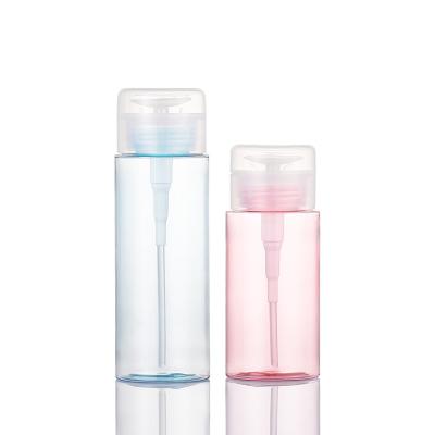 Cina Struccante rosa Imballaggio cosmetico Bottiglia vuota Smalto per unghie blu Pompa per pressa Dispenser rotondo Tappo ribaltabile in vendita