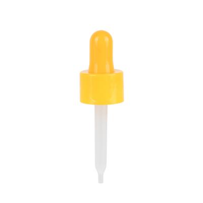 China Smooth Plastic Dropper Pipette 20/410 Skin Care Dropper Yellow for sale