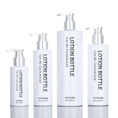 China Da bomba plástica superior de prata redonda branca do champô do condicionador do soro do gel 200ml 500ml do chuveiro do ANIMAL DE ESTIMAÇÃO garrafa de empacotamento de Skincare à venda