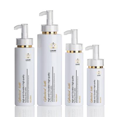 China O chuveiro vazio redondo branco luxuoso do condicionador de 250ml 500ml coagula a garrafa do champô do Hdpe do ouro do empacotamento plástico à venda