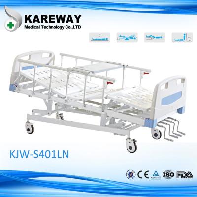 China Five Functions Manual Hospital Bed With Food Tray , ABS Head Board Steel Cranks for sale