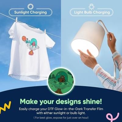 China PET Glow In The Dark Heat Transfer Printing Film Digital Hot Printing For Clothing for sale