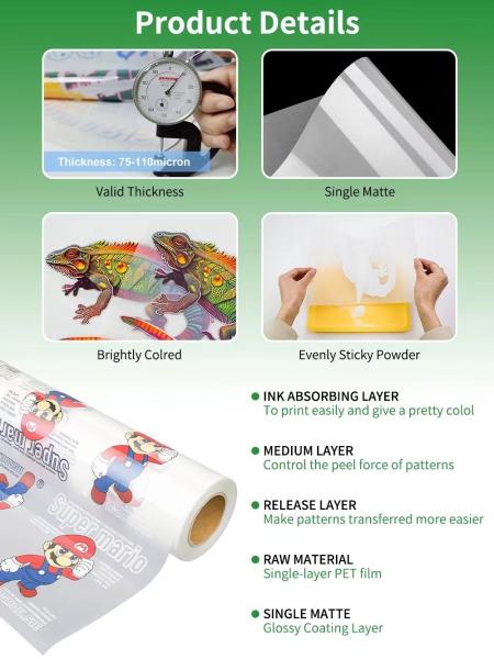 Quality Dtf Film Printing Hot Peel Cold Peel Double Single Side Printing 75 Micron 30 33 for sale