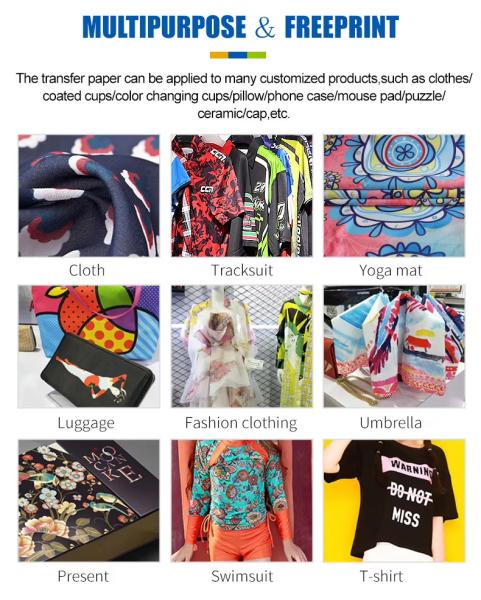 Durable Heat Resistance 70GSM 64 Inch Transfer Paper For Sublimation Printing