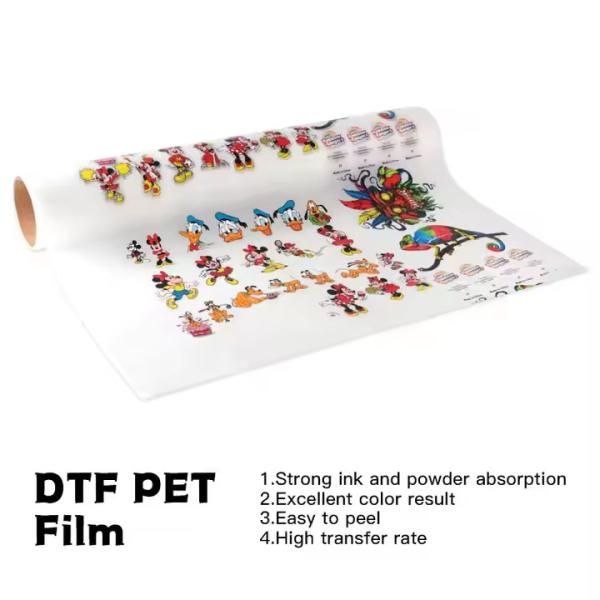 Quality DTF Transfer Film 30CM x 100M 75U Compatible with CMYK + White Ink for Apparel Printing for sale