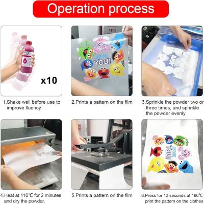 Cina T-shirt design stampa pet film Epson Dtf inchiostro Cmykw 1000ml Per bottiglia Per L1800 in vendita
