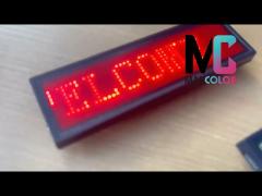 Vibrant Single Color Name Tag Led Display With Bluetooth Control 12x48 Pixels