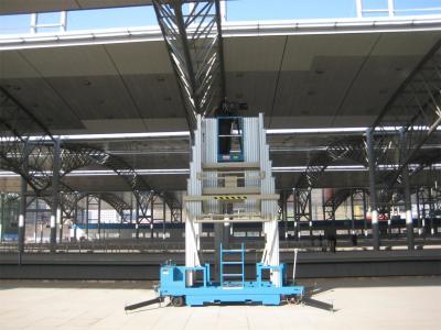 China Aluminum Alloy Push Around Vertical Mast Lift 22 M Motor Driven For Window Cleaning for sale
