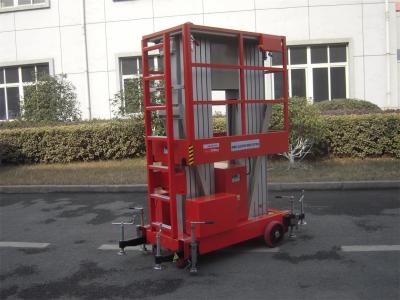 China Dual Mast Hydraulic Aerial Work Platform Manual Push Around 8 Meter Platform Height for sale