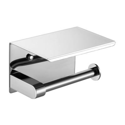China Premium 304 Stainless Steel Toilet Paper Holder with Phone Shelf - Adhesive or Screw Wall Mount Toilet Tissue Roll Holder, C19 for sale