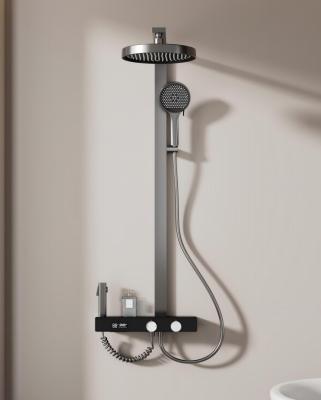 China Luxury Shower System Set Four-Function Rainfall Panel Tower Body Jets Hand Spray 4236 Gunmetal Grey for sale