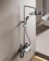 China Mocee Stainless Steel Four-Function Shower Panel with Digital Display LED Light 4170 Gunmetal Grey for sale