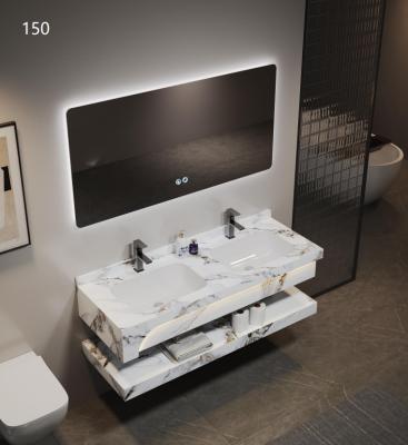 China Premium Sintered Stone Bathroom Vanity with Integrated Basin and Mirror – Modern Wall-Mounted Sink Cabinet - 07 Cold Jadeite Marble for sale