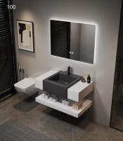 Quality Premium Sintered Stone Bathroom Vanity with Integrated Basin and Mirror – Modern for sale
