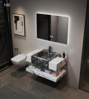 Quality Premium Sintered Stone Bathroom Vanity with Integrated Basin and LED Mirror - for sale