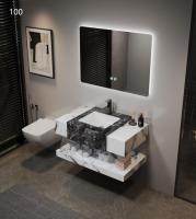 Quality Premium Sintered Stone Bathroom Vanity with Integrated Basin and LED Mirror - for sale