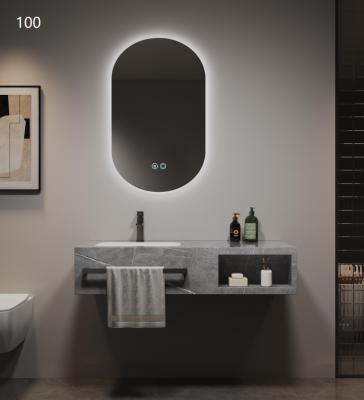China Premium Sintered Stone Bathroom Vanity with Integrated Basin and Mirror – Modern Wall-Mounted Sink Cabinet - 014-3 Armani Grey for sale