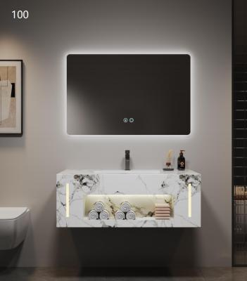 China Elegant Floating Stone Vanity for Modern Bathrooms - Bathroom Vanity Solutions - Hotel-Grade Sintered Stone Vanity & LED Mirror Collection - 016 Patek Philippe for sale