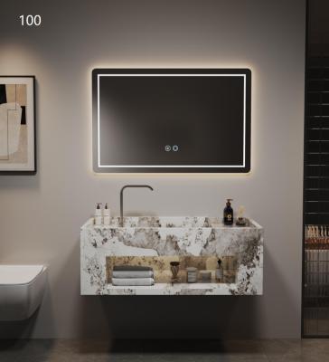 China Premium Sintered Stone Bathroom Vanity with Integrated Basin and Mirror – Modern Wall-Mounted Sink Cabinet - 019-1 Pandora for sale