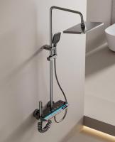 China Mocee Four-Function Deluxe Shower Panel System 4209 Gunmetal Grey with Rainfall Shower and LED Display for sale