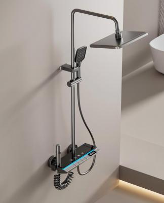 China Four-Function Deluxe Shower Panel System with Rainfall Shower, Handheld Spray & LED Display - 4209 Gunmetal Grey for sale