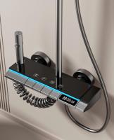 China Mocee Four-Function Deluxe Shower Panel System 4209 Gunmetal Grey with Rainfall Shower and LED Display for sale