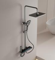China Mocee Four-Function Deluxe Shower Panel System 4216 Gunmetal Grey with LED Display for sale
