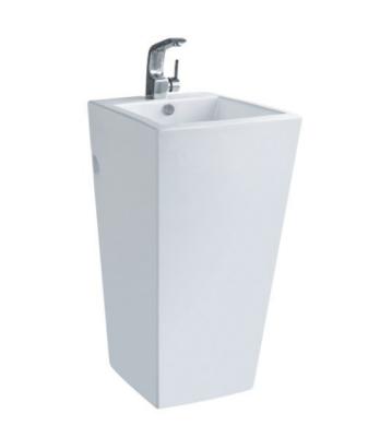 China White Pedestal Basin – Ceramic Column Sink for Small Bathroom - H300 for sale