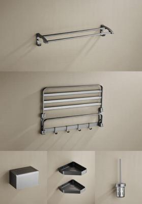 China Gun Grey Aluminum 5-Piece Bathroom Accessory Set with Towel Rack & Double Towel Bar - 80806 for sale