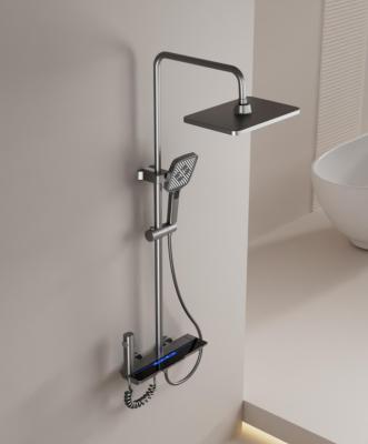 China Gun Grey Four-Function Deluxe Button Shower Set with LED Display – 1.5MM Space Aluminum Construction - 4217 for sale