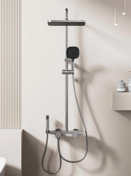 Quality Gun Grey Four-Function Deluxe Knob Shower Set – Space Aluminum Construction - 3076 for sale