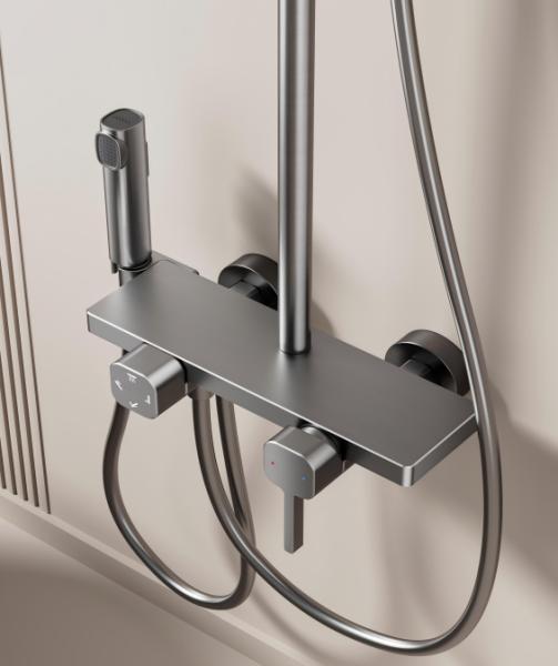 Quality Gun Grey Four-Function Deluxe Knob Shower Set – Space Aluminum Construction - for sale