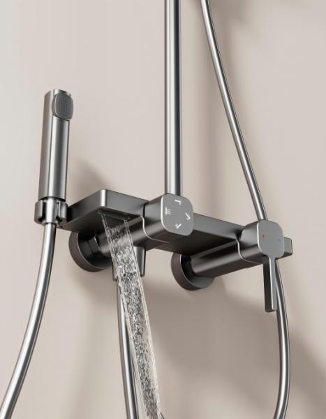 Quality Gun Grey Four-Function Deluxe Knob Shower Set – Space Aluminum Construction - for sale