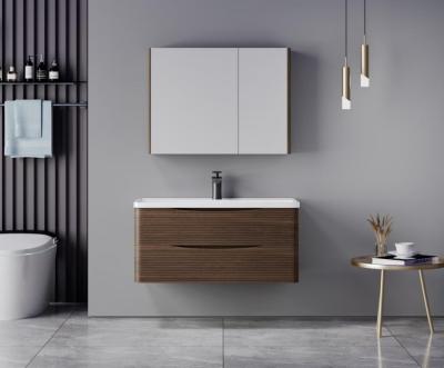 China Modern Plywood Bathroom Vanity with Mirror Cabinet Model 6056A – Waterproof Storage Solution for sale