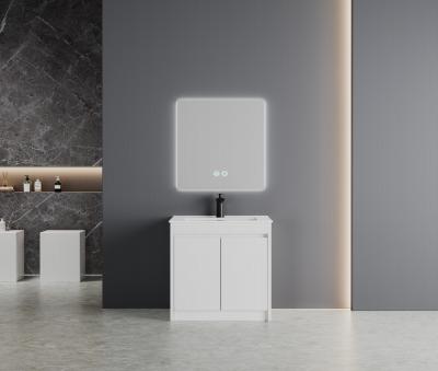 China Modern Plywood Bathroom Vanity with LED Mirror Model 6051-1 – Waterproof Bathroom Cabinet Set for sale