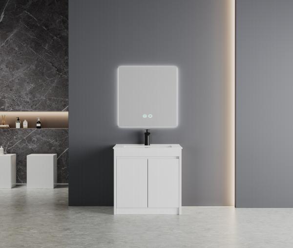 Quality Modern Plywood Bathroom Vanity with LED Mirror Model 6051-1 – Waterproof Bathroom Cabinet Set for sale
