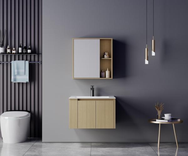 Quality Modern Plywood Bathroom Vanity with Mirror Cabinet Model 6050 – Waterproof Storage Solution for sale