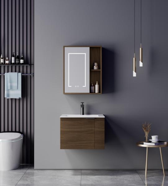 Quality Modern Plywood Bathroom Vanity with Mirror Cabinet Model 6048 – Optional LED Mirror Bathroom Cabinet for sale