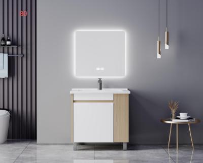 China Modern Plywood Bathroom Vanity with LED Mirror Model CK001 – Waterproof Bathroom Cabinet Set for sale