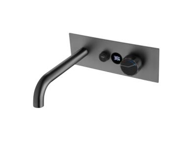 China LED Digital Display Wall-Mounted Basin Faucet 25109 – Brass Single Handle Concealed Bathroom Sink Mixer Tap for sale